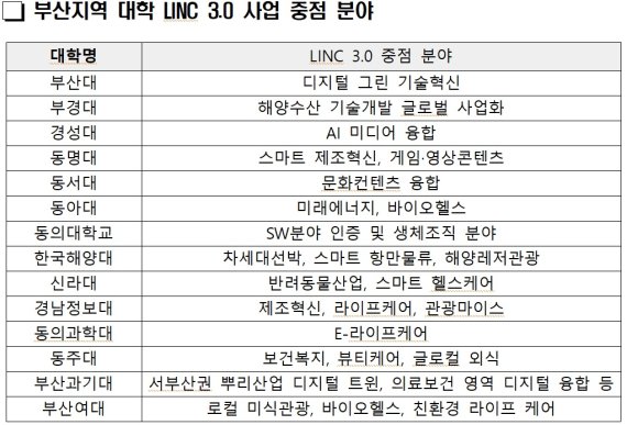 교육부 LINC 3.0 사업 공모에 부산지역 14개 대학 선정 - 파이낸셜뉴스