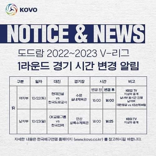 프로배구 개막전, 공중파 중계로 경기 시간 변경 - 파이낸셜뉴스