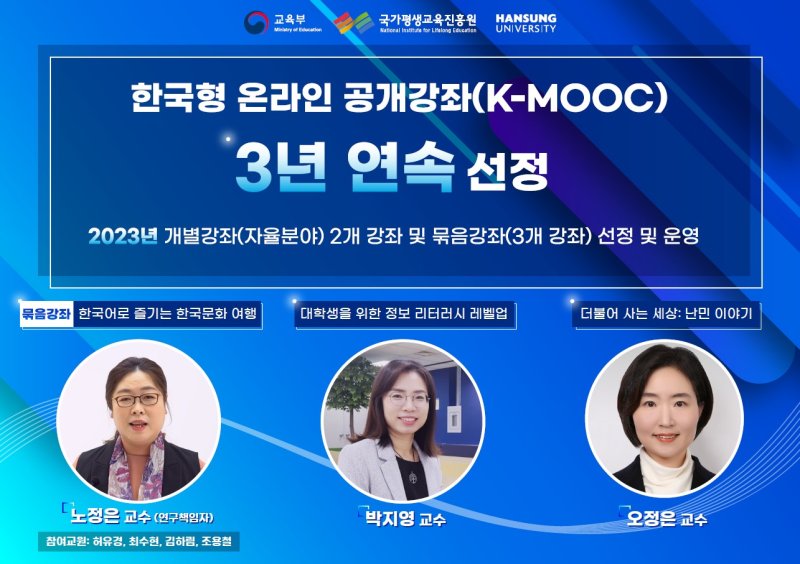 한성대, 교육부 주관 '2023년 K-MOOC' 공모에 5개 강좌 선정 - 파이낸셜뉴스