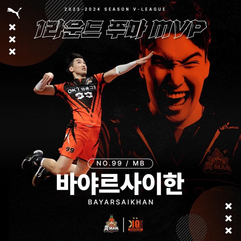 OK금융그룹, 프로배구 1R MVP로 亞쿼터 바야르사이한 선정 - 파이낸셜뉴스